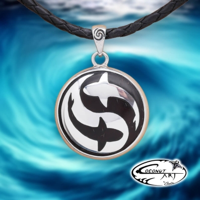 Coconutart - Anhänger 'Shark YinYang Inlay'